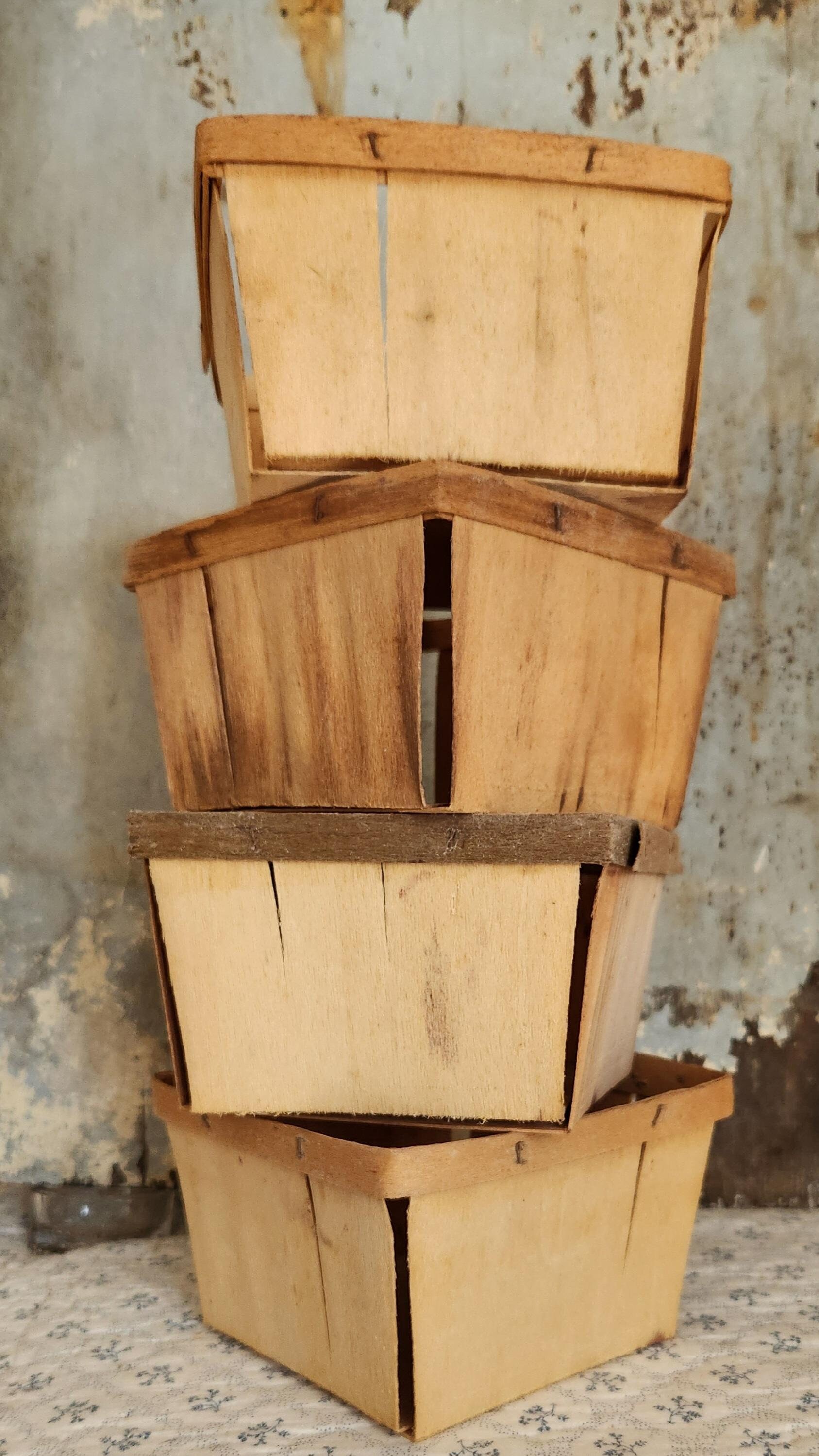 Vintage Used Wooden Berry Baskets, Set of 4 - Etsy