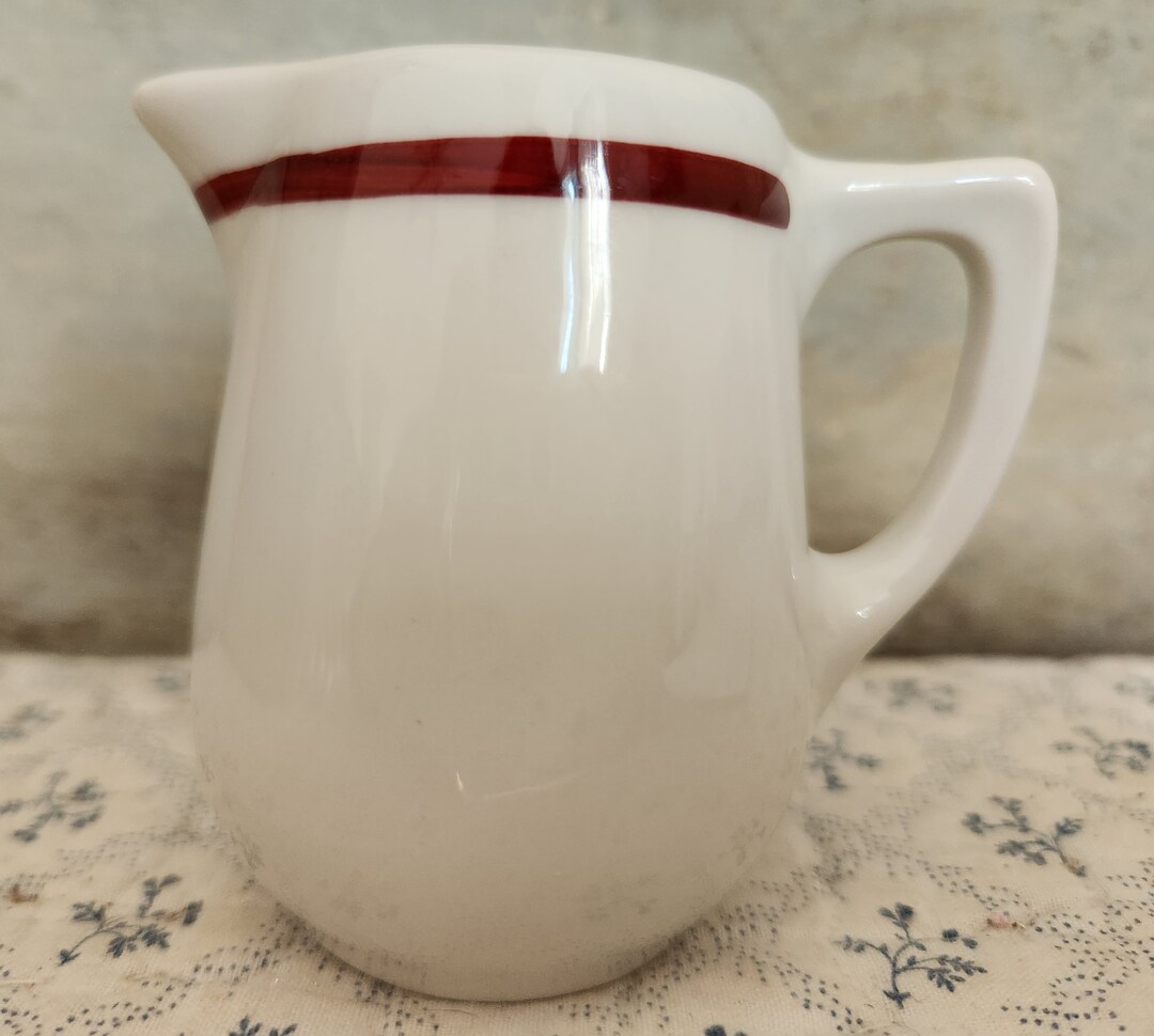 Vintage Restaurant Ware White Creamer, Maroon Stripe - Etsy