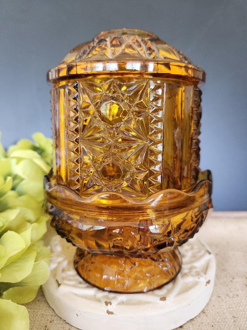 Vintage Amber Glass Fairy Lamp - Etsy