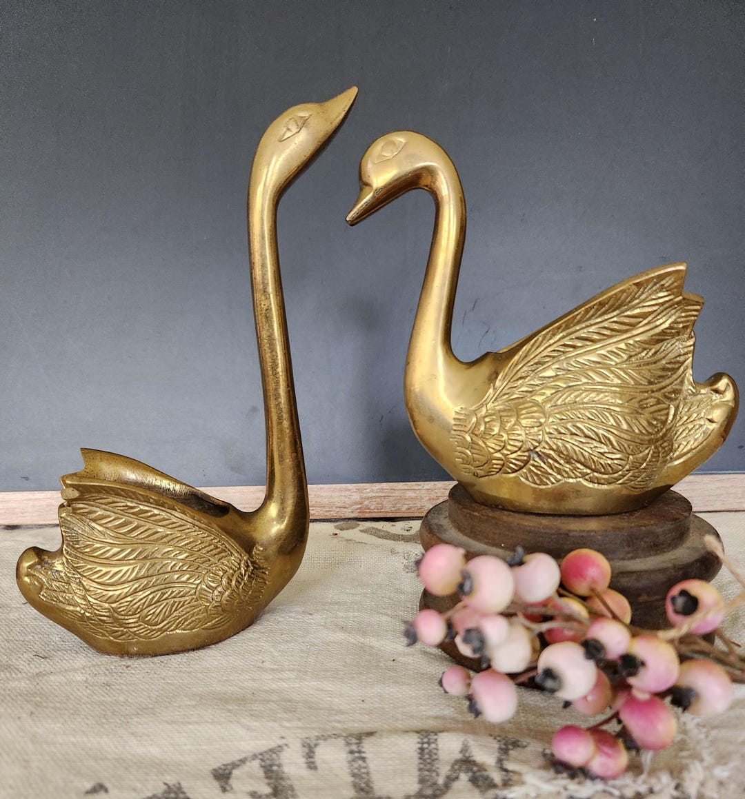 Vintage Brass Swan Holders/planters, Set of 2 - Etsy