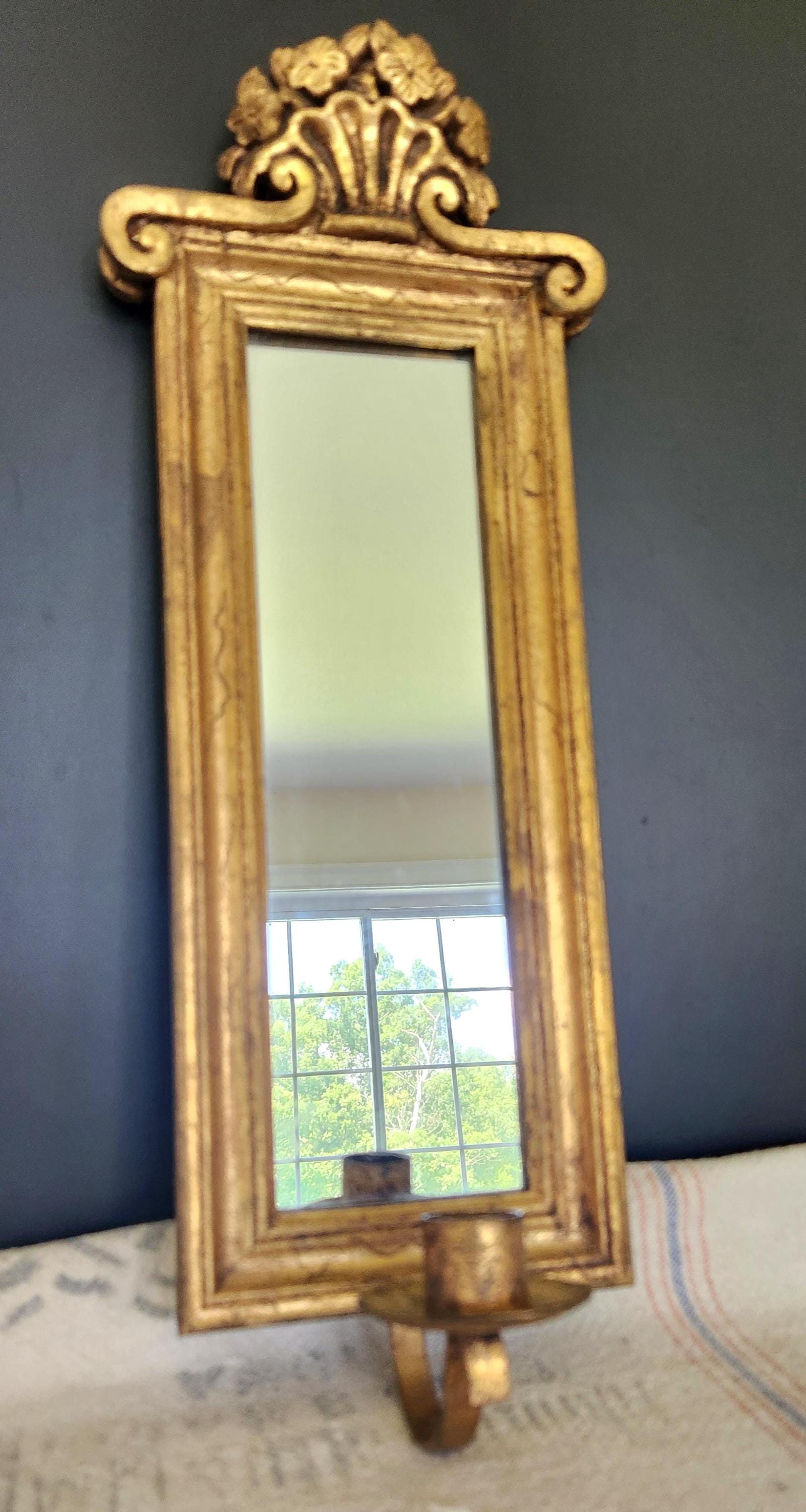 Vintage Gold Rectangular Mirrored Candle Sconce - Etsy