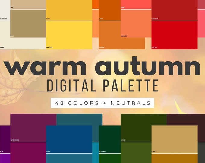 Warm Autumn Color Palette: 48 Colors + Neutrals (digital Swatch Fan) - Etsy