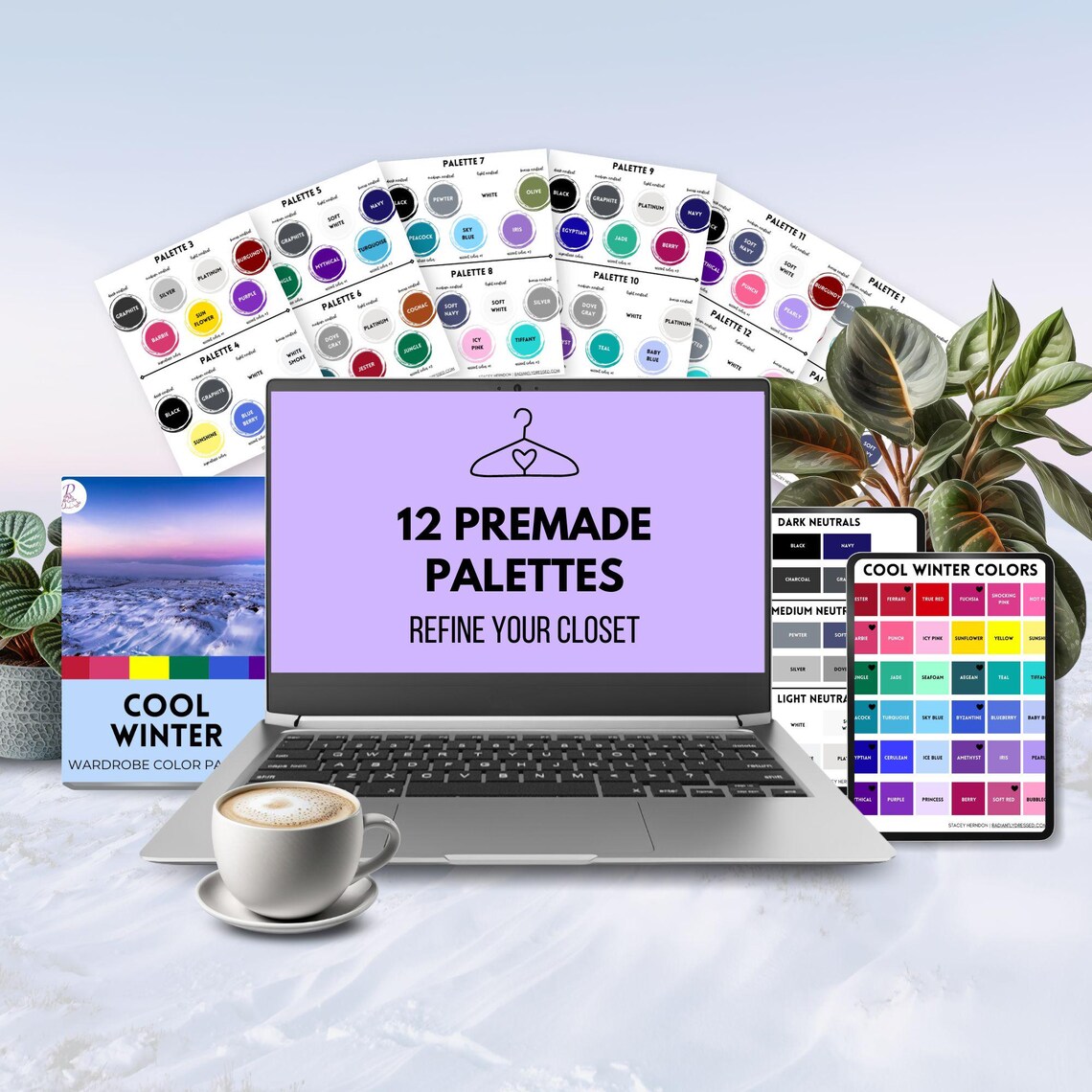 Cool Winter Color Palettes 12 PREMADE WARDROBE PALETTES Seasons, Color ...