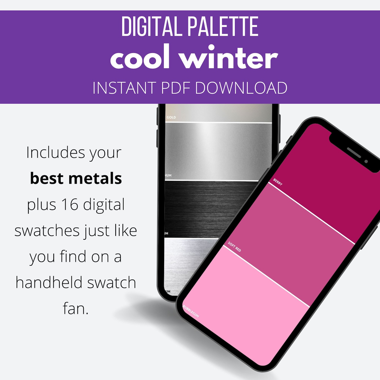 Cool Winter Color Palette DIGITAL SWATCH FAN 12 Seasons, Color Analysis ...