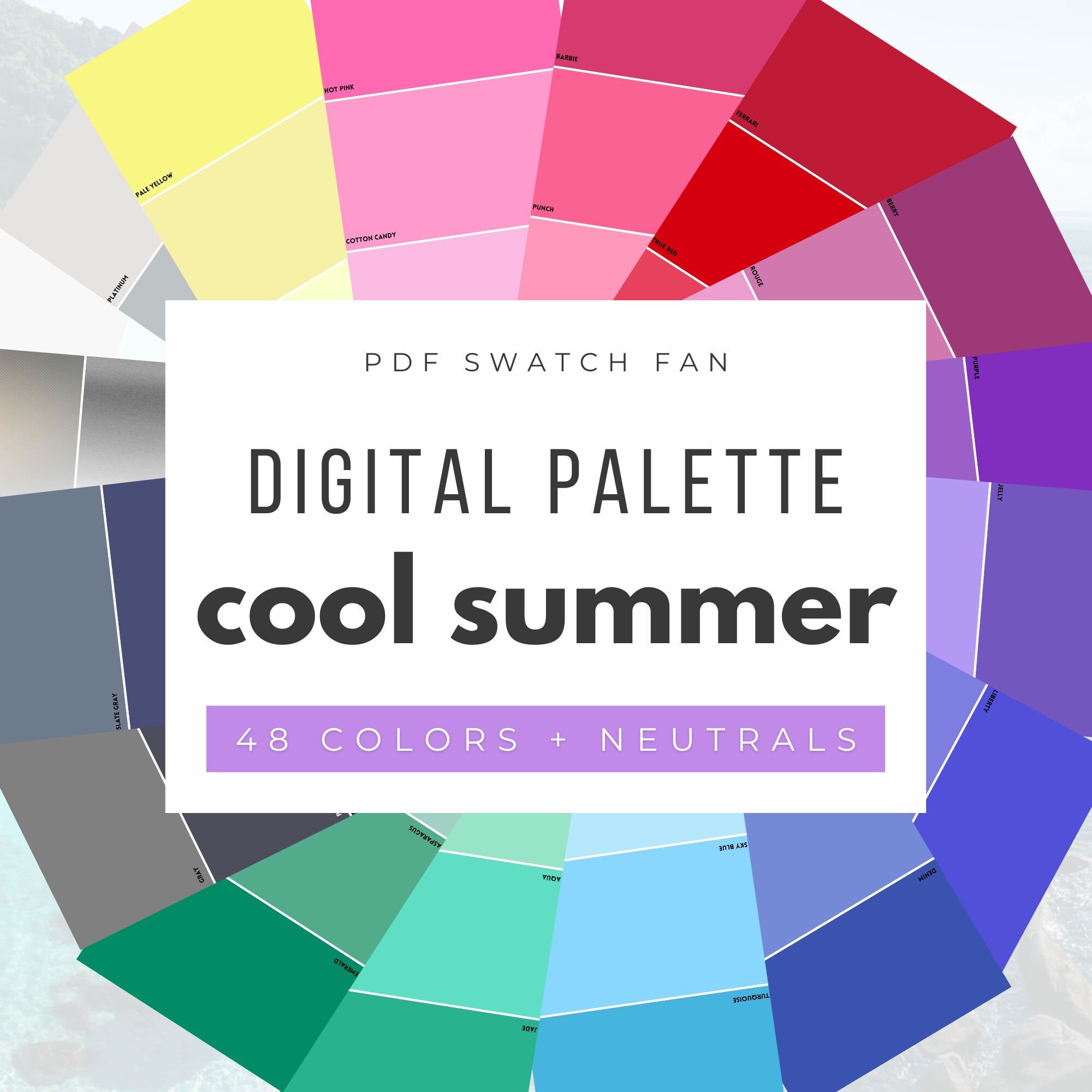 Cool Summer Color Palette DIGITAL SWATCH FAN 12 Seasons, Color Analysis ...