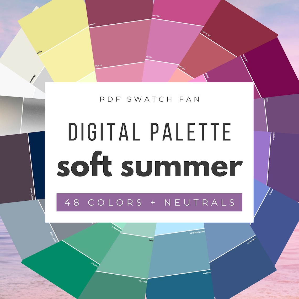Soft Summer Color Palette DIGITAL SWATCH FAN 12 Seasons, Color Analysis ...