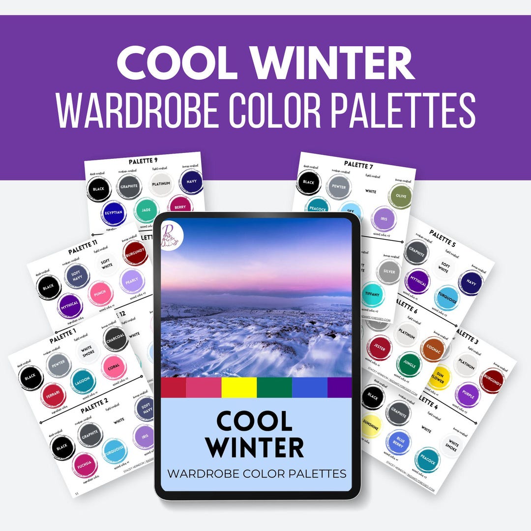 Cool Winter Color Palettes 12 PREMADE WARDROBE PALETTES Seasons, Color ...