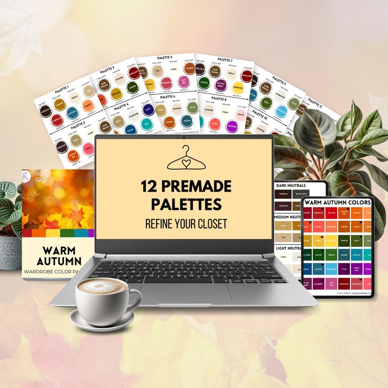 Warm Autumn Color Palettes 12 PREMADE WARDROBE PALETTES Seasons, Color ...