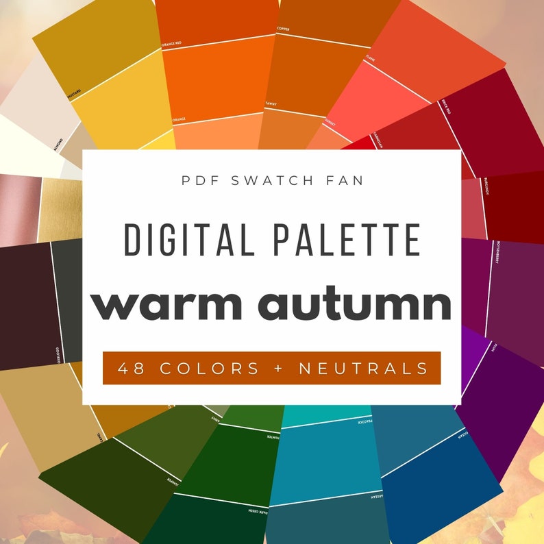 Warm Autumn Color Palette: 48 Colors + Neutrals (digital Swatch Fan) - Etsy