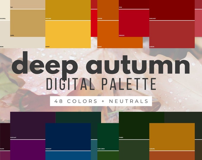 Deep Autumn Color Palette: 48 Colors + Neutrals (digital Swatch Fan) - Etsy