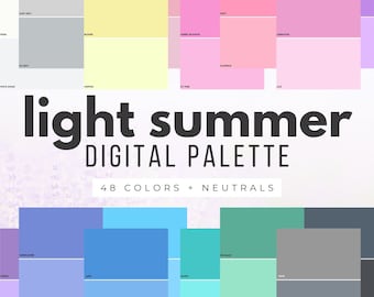 Light Summer Color Palette: 48 Colors for Color Analysis (digital ...