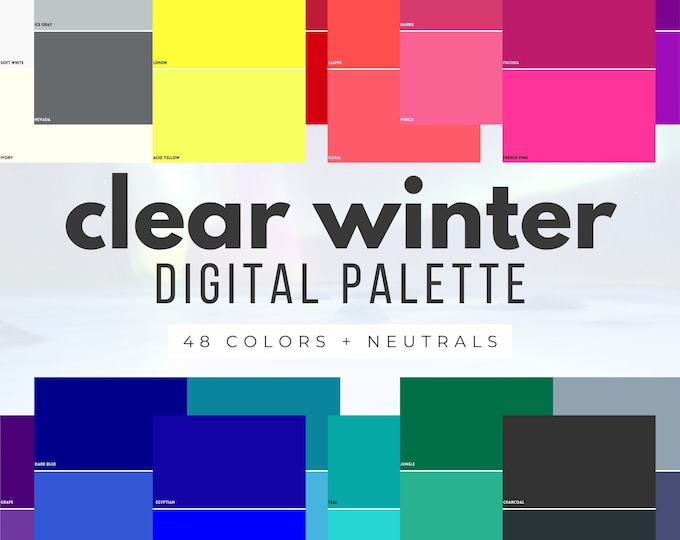 Clear Winter Color Palette: 48 Colors + Neutrals (digital Swatch Fan ...