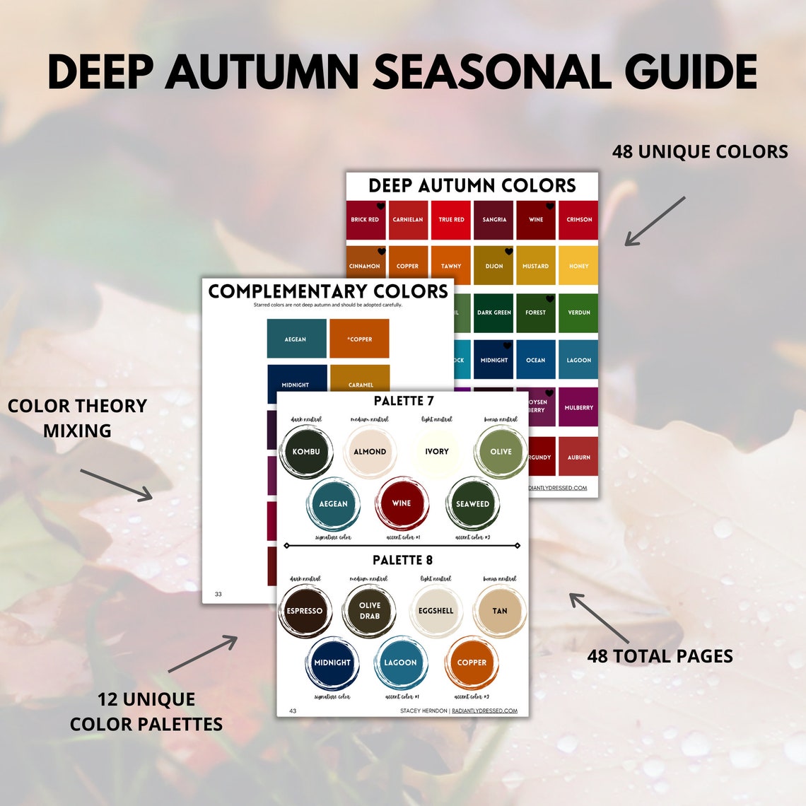 Deep Autumn Seasonal Color Guide/ E-book/ Digital Color Guide ...