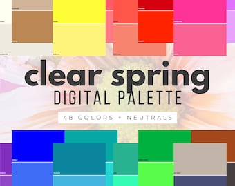 Clear Spring Color Palette: 48 Colors + Neutrals (digital Swatch Fan ...