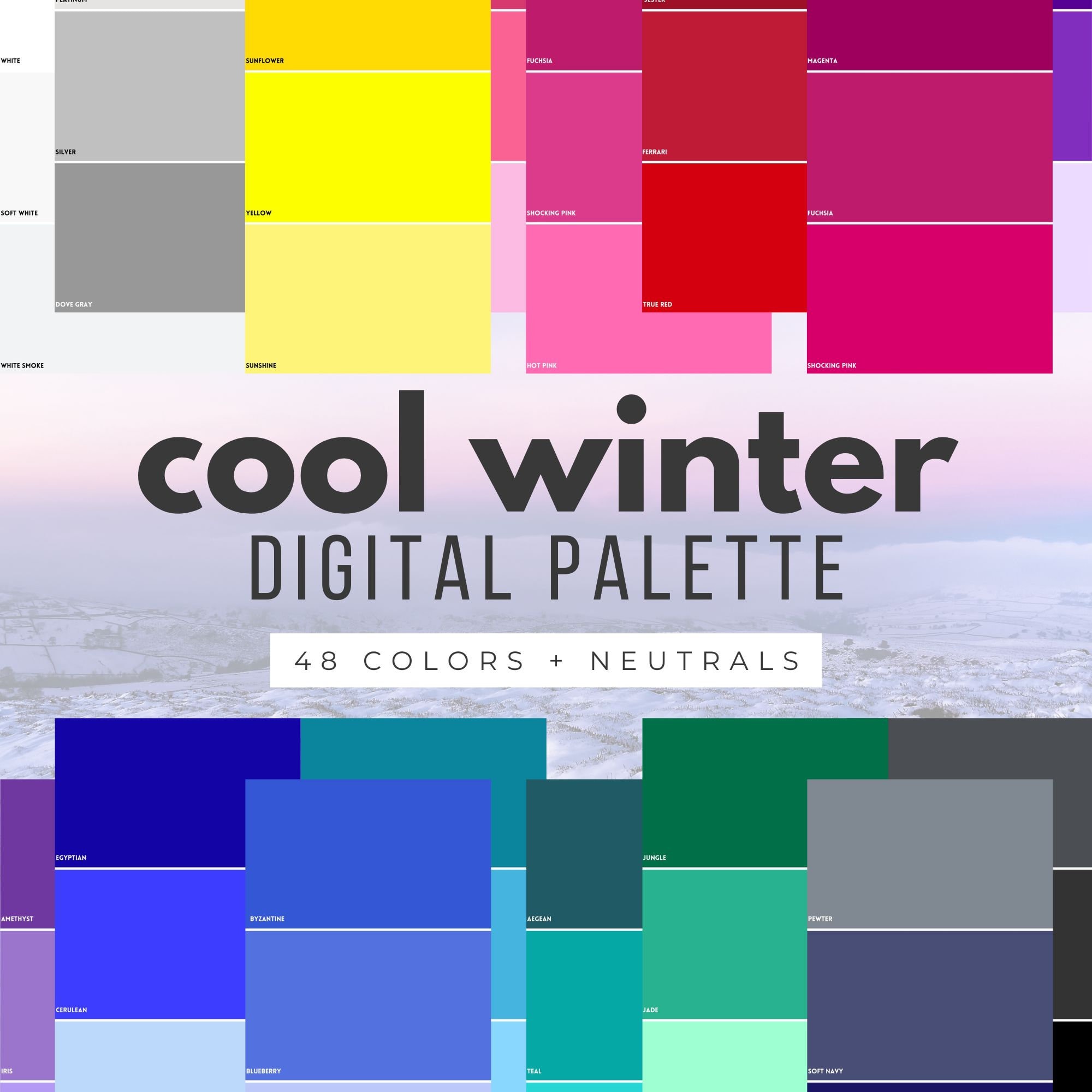 Cool Winter Color Palette DIGITAL SWATCH FAN 12 Seasons, Color Analysis ...