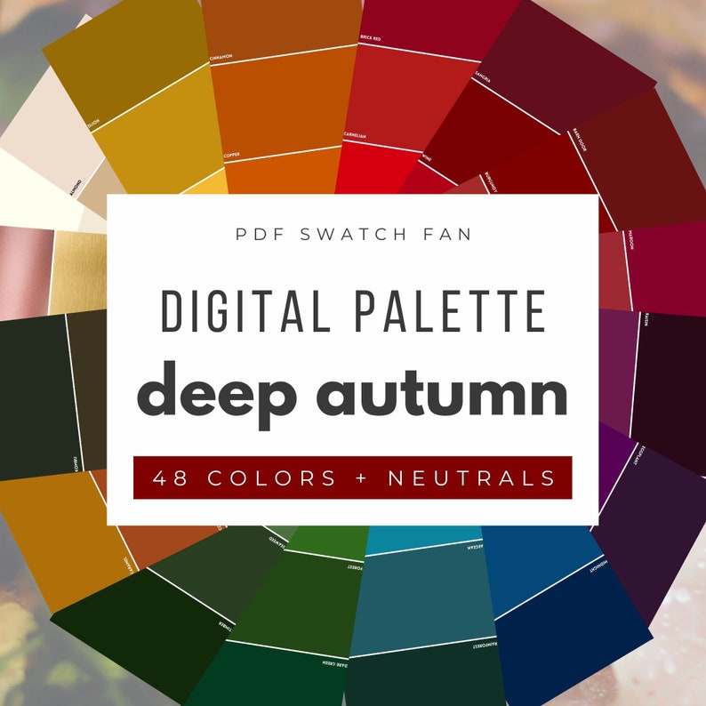 Deep Autumn Color Palette: 48 Colors + Neutrals (digital Swatch Fan) - Etsy