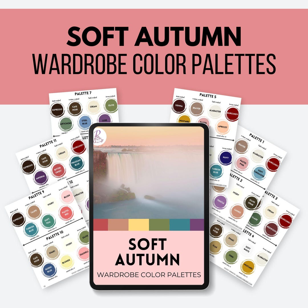 Soft Autumn Color Palettes 12 PREMADE WARDROBE PALETTES Seasons, Color ...