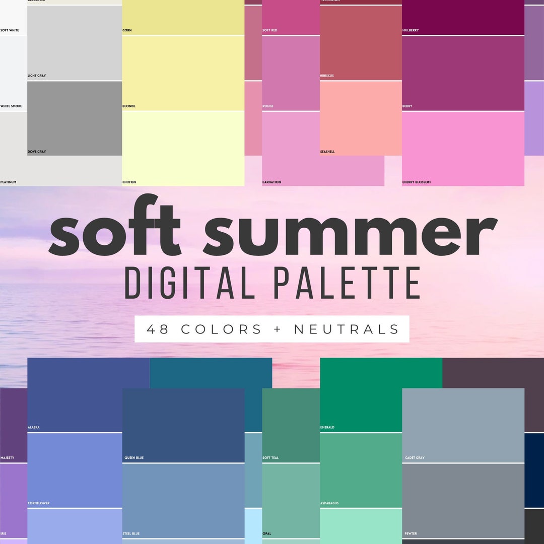 Soft Summer Color Palette: 48 Colors & Neutrals (digital Swatch Fan) - Etsy