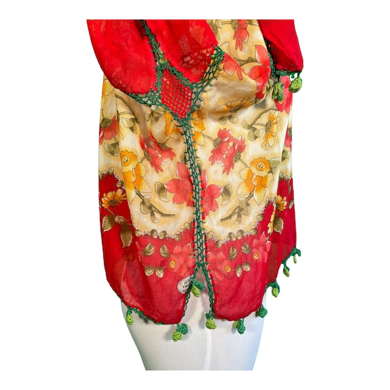 Vintage 1970s Sheer Dusty Daffodil Tassel Blouse, Wom… - Gem