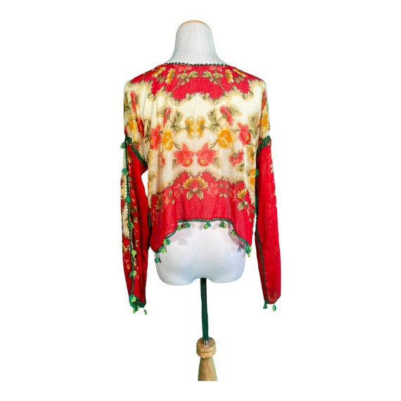 Vintage 1970s Sheer Dusty Daffodil Tassel Blouse, Wom… - Gem