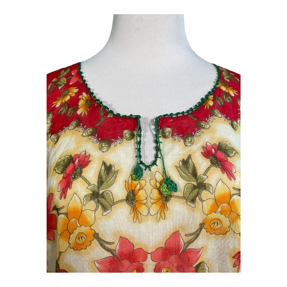 Vintage 1970s Sheer Dusty Daffodil Tassel Blouse, Wom… - Gem
