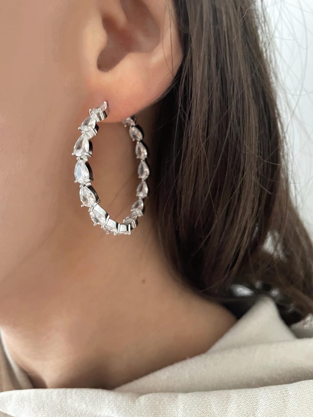 Sparkling Crystal Hoop Earrings - Etsy