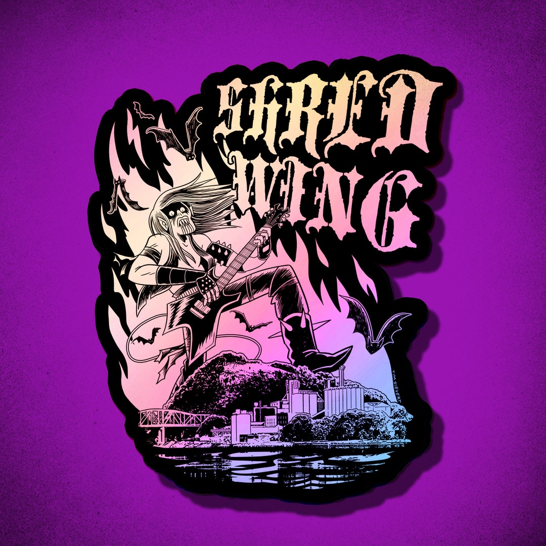 Sticker - Shred Wing Holographic Heavy Metal Guitar - Etsy