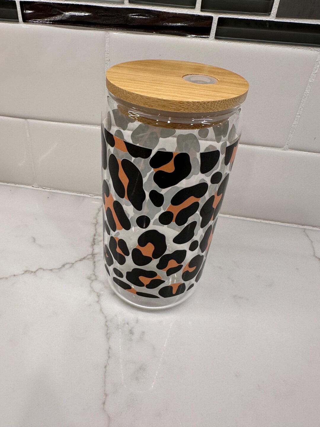 Cheetah Glass Cup - Etsy
