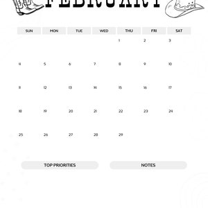 Simple Western Calendar - Etsy