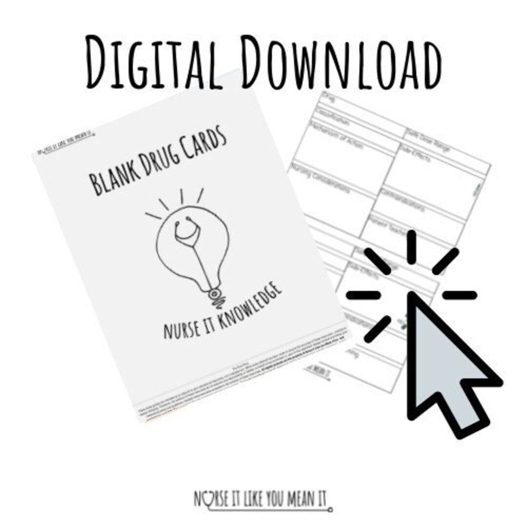 Blank Nursing Drug Cards - Etsy