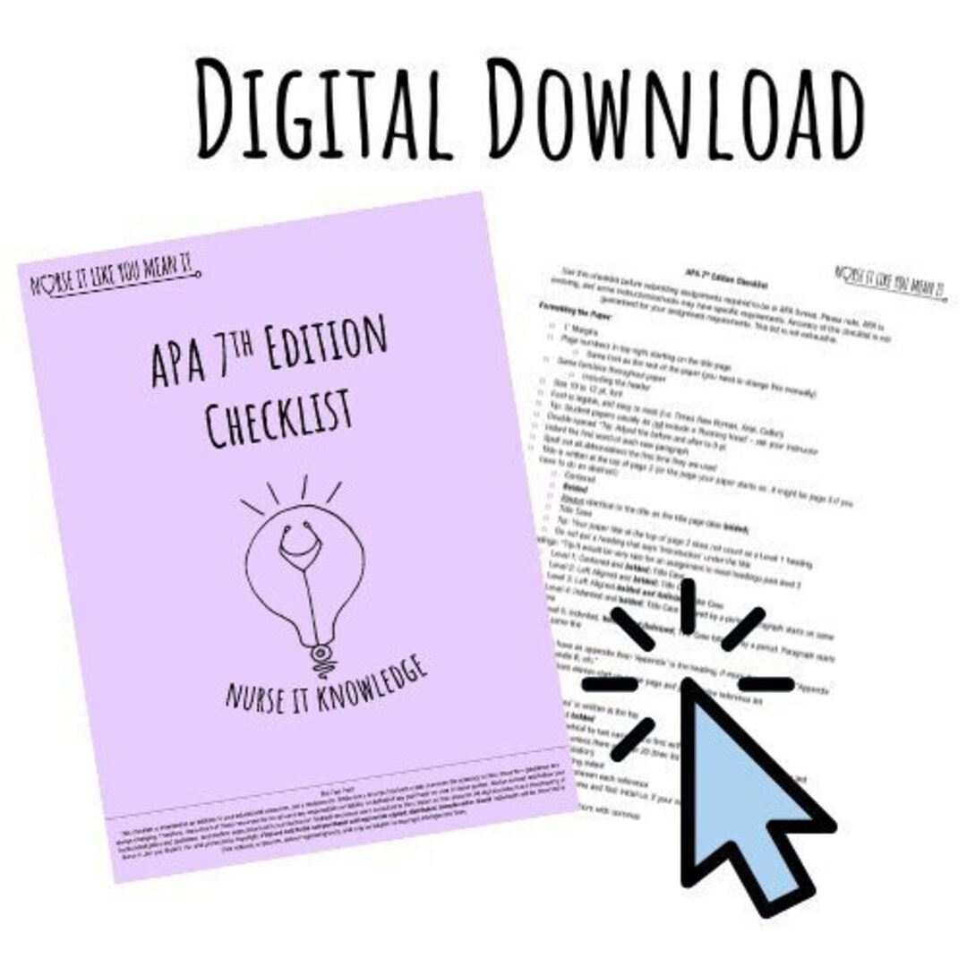 APA 7th Edition Assignment Checklist - Etsy