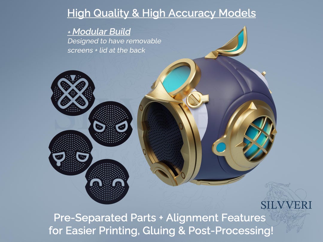 Freminet Helmet for Cosplay - Genshin Impact - Instant Download STL ...