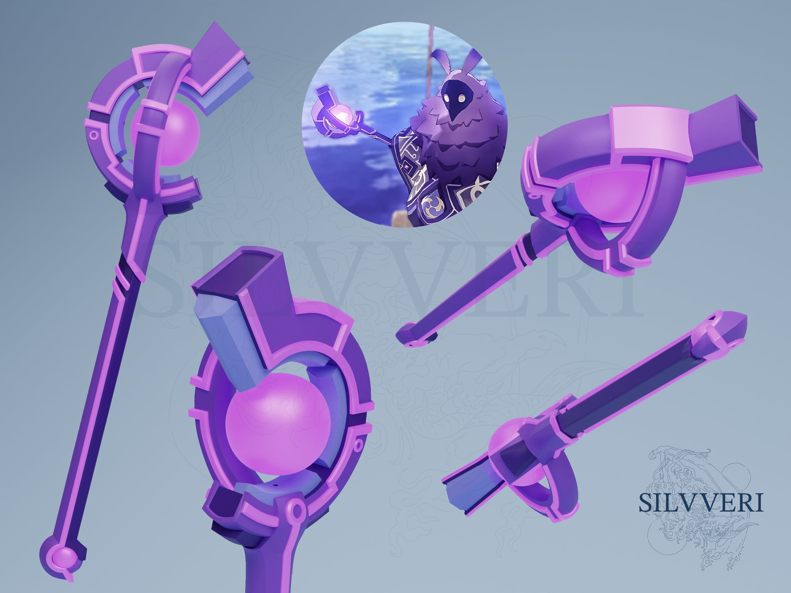 Electro Abyss Mage Wand Prop for Cosplay Genshin Impact Instant ...