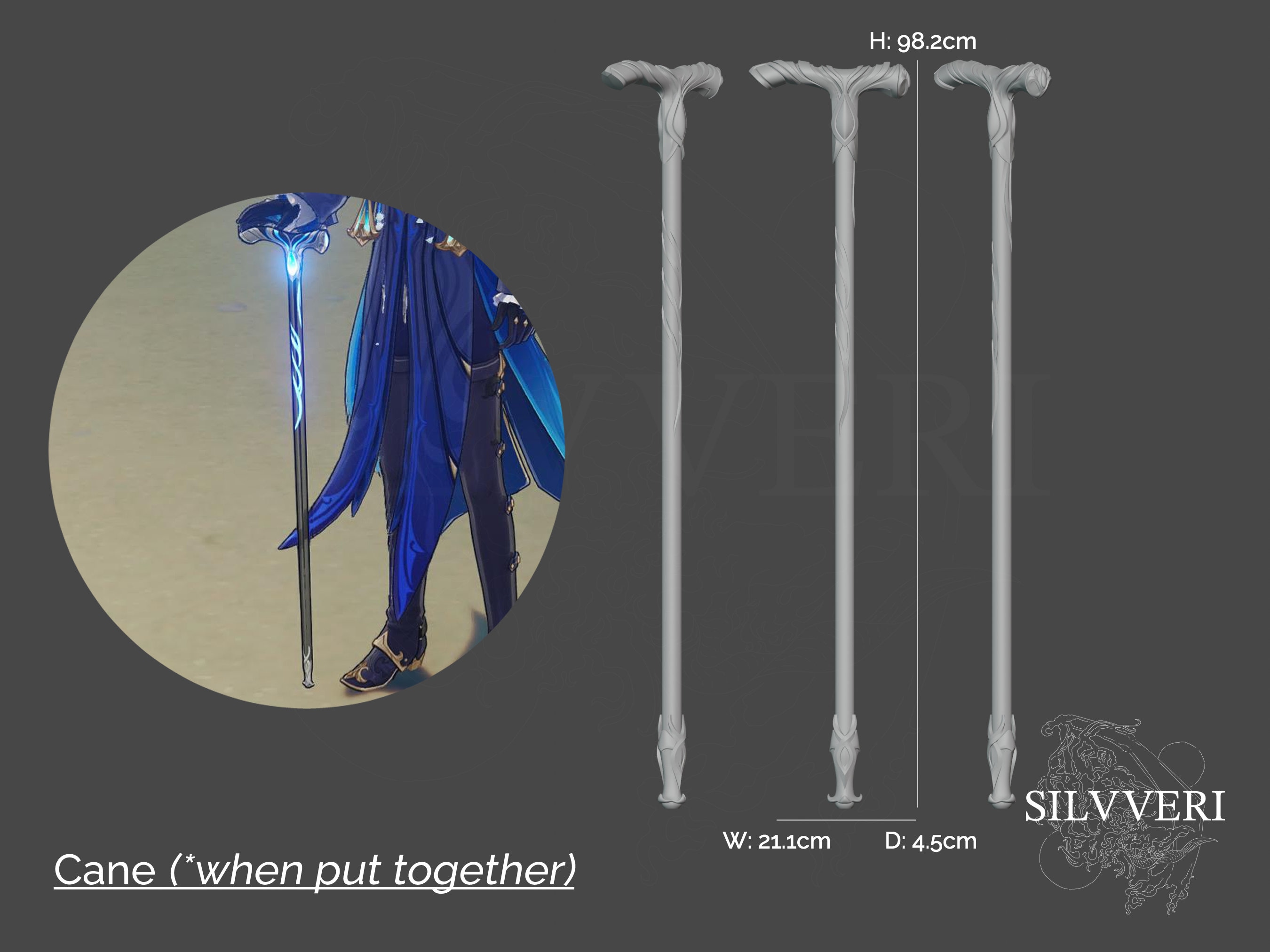 Neuvillette Cane Prop for Cosplay Genshin Impact Instant Download STL ...