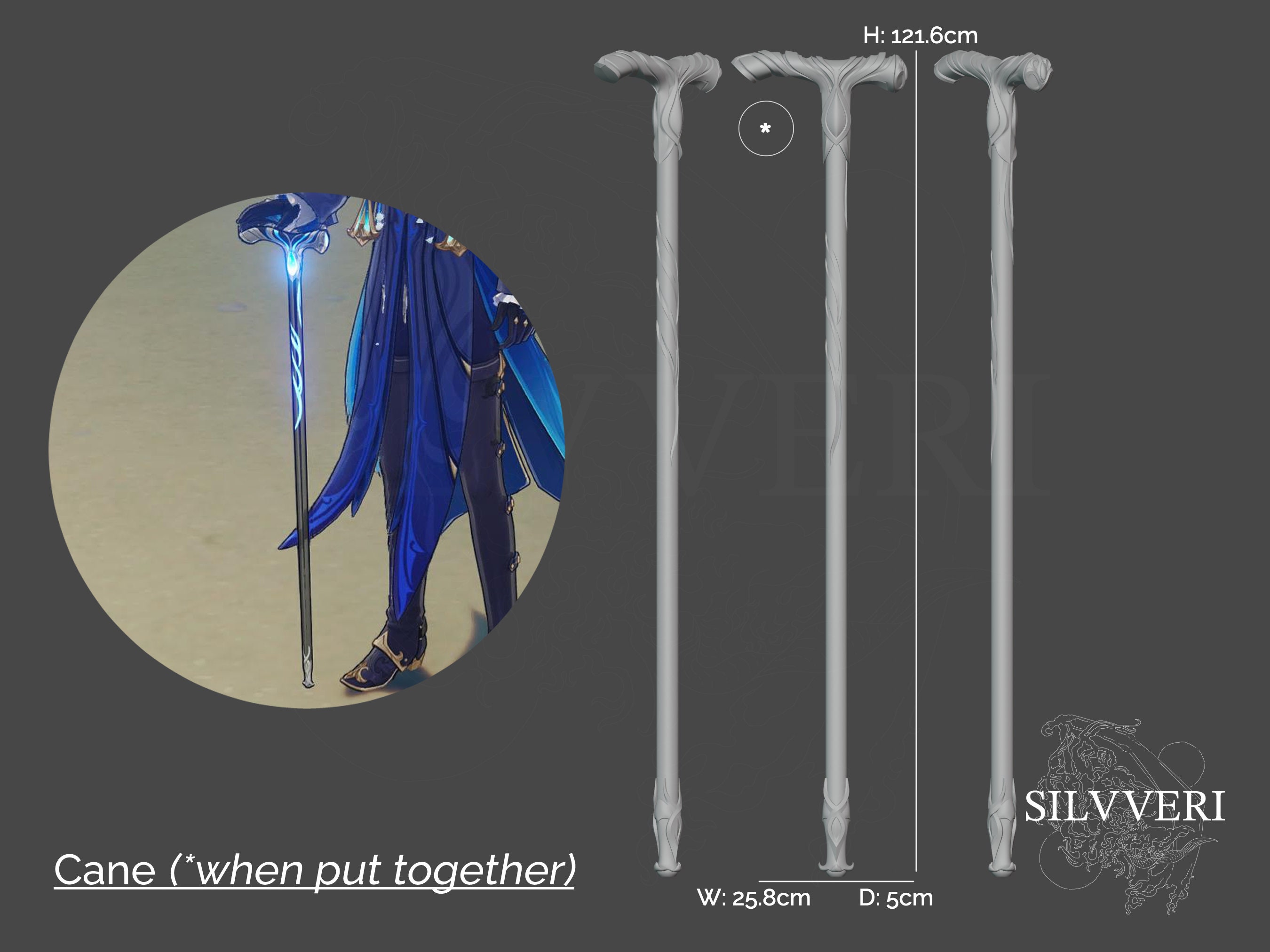 Neuvillette Cane Prop for Cosplay Genshin Impact Instant Download STL ...