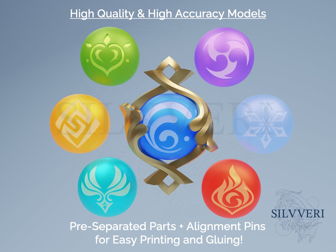 Fontaine pneuma Vision Bundle Genshin Impact Instant Download STL Files ...