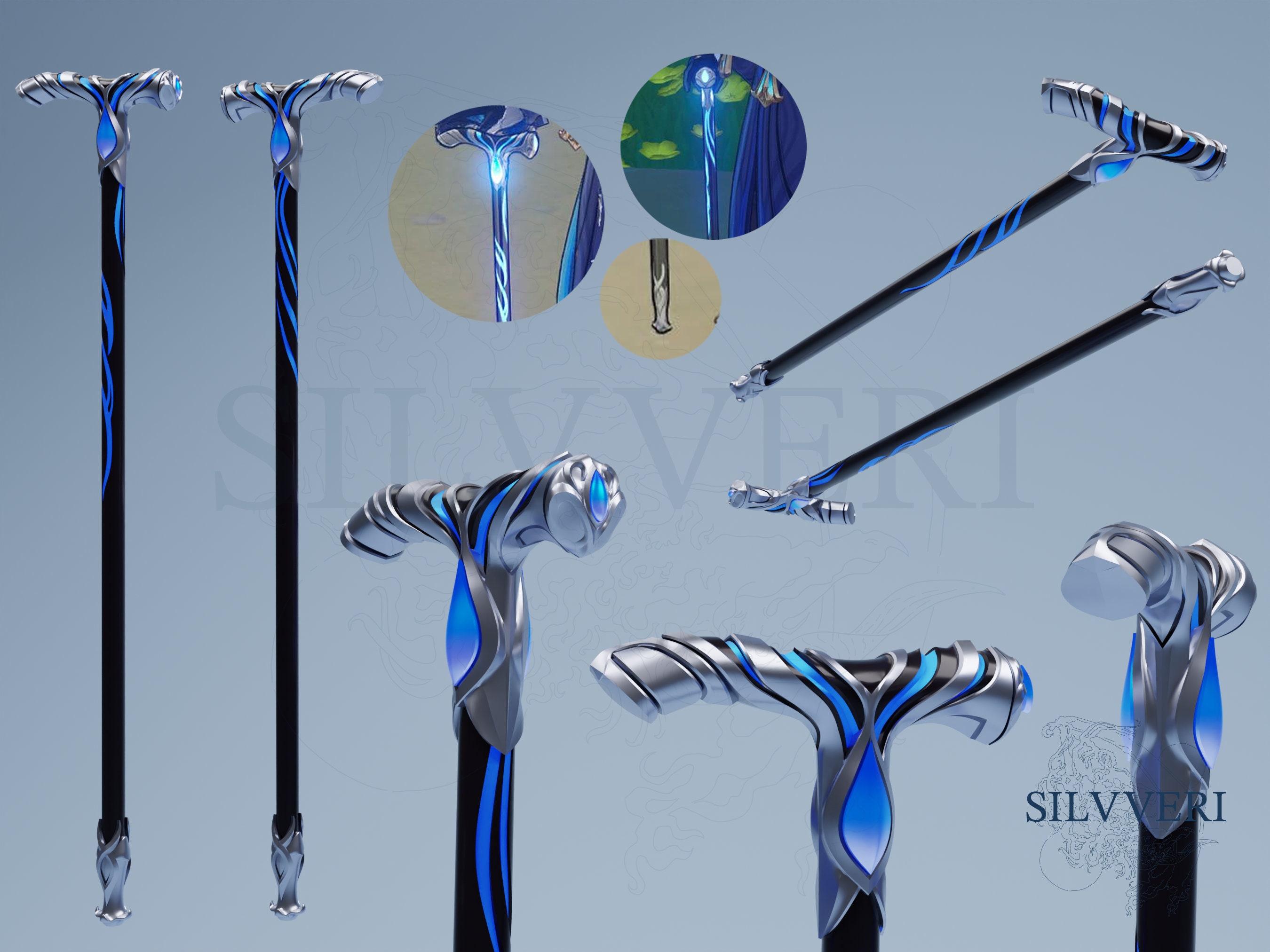 Neuvillette Cane Prop for Cosplay - Genshin Impact - Instant Download ...