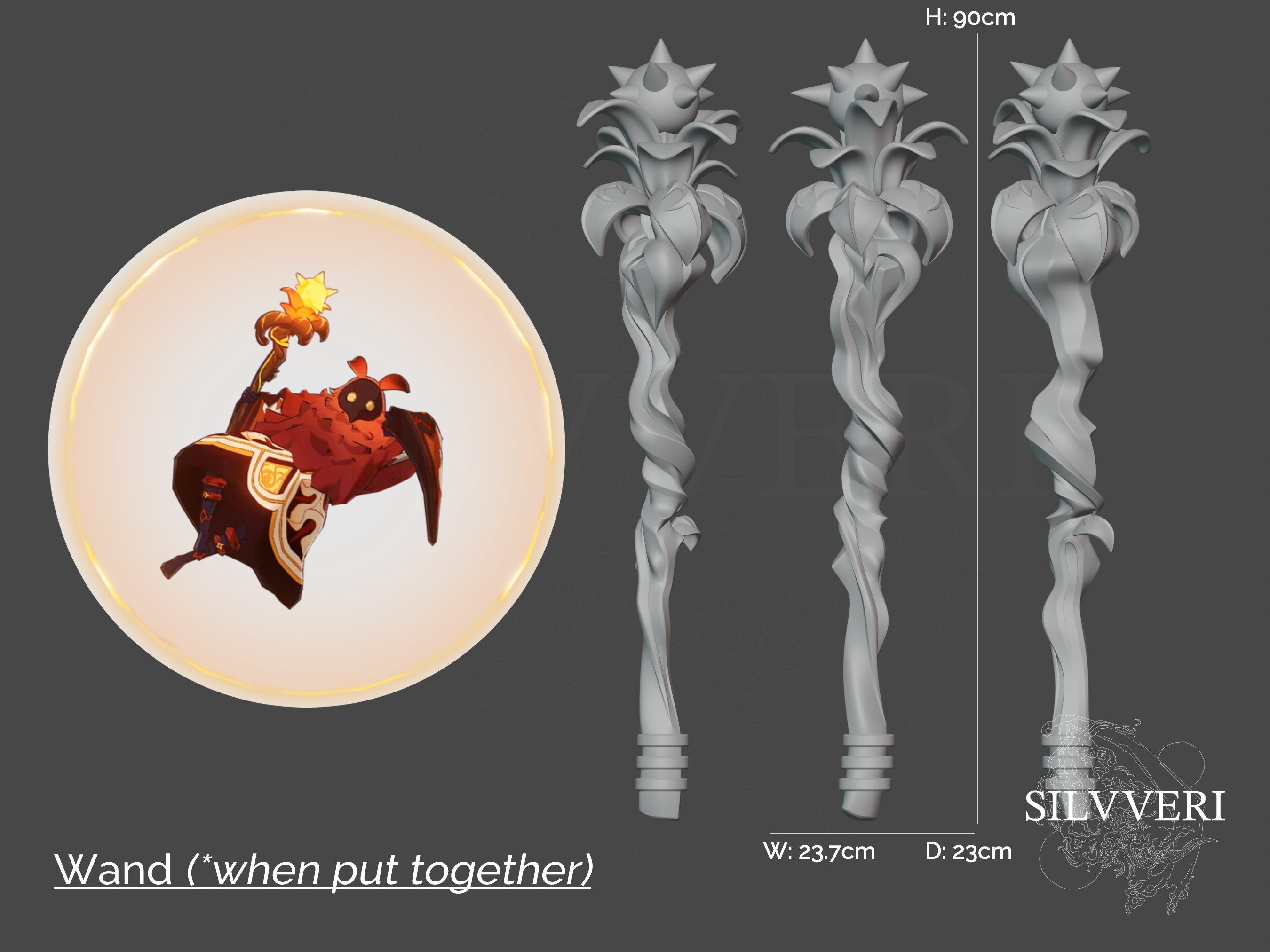 Pyro Abyss Mage Wand Prop for Cosplay Genshin Impact Instant Download STL Files for 3D Printing ...