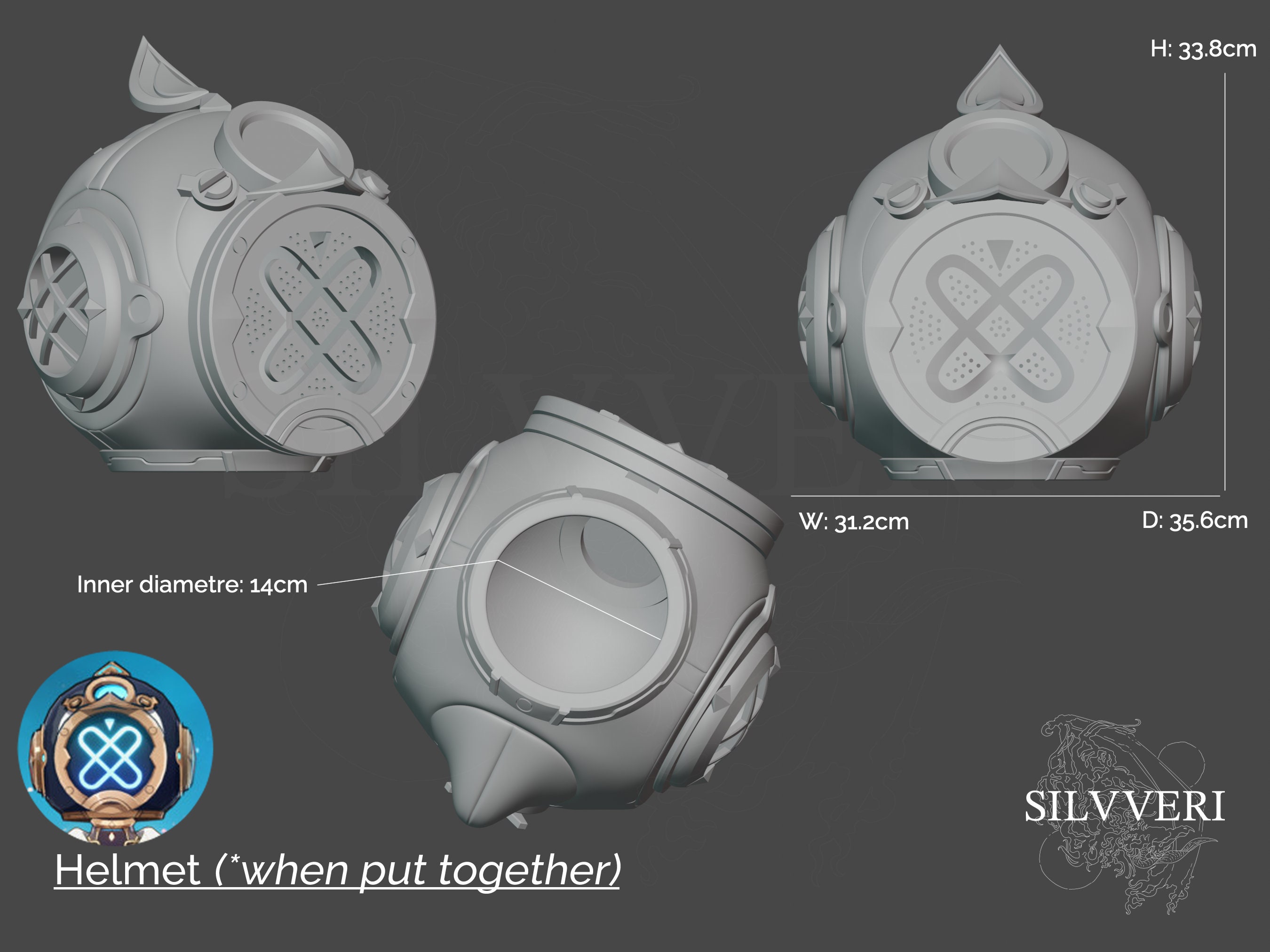 Freminet Helmet for Cosplay Genshin Impact Instant Download STL Files ...