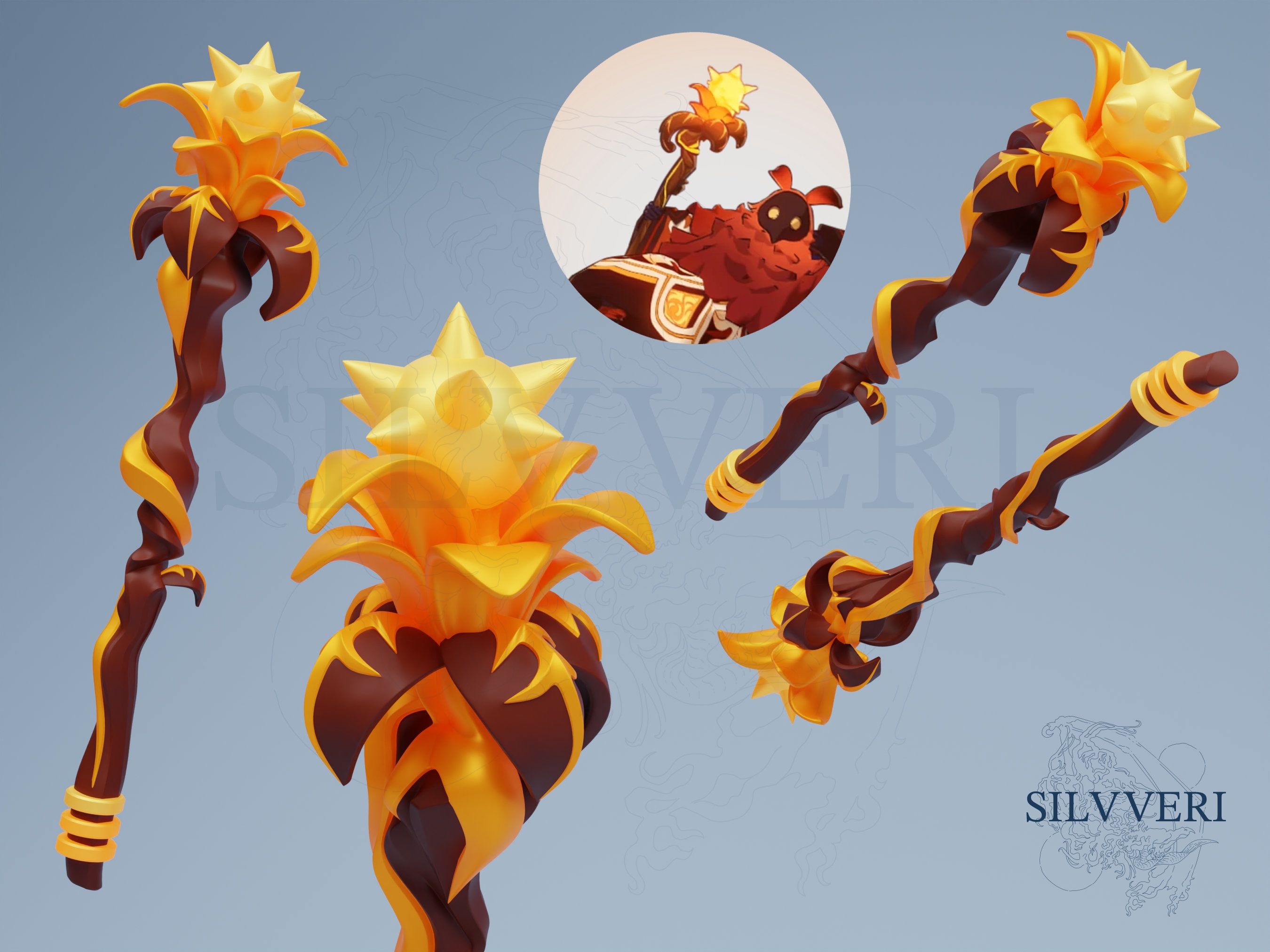 Pyro Abyss Mage Wand Prop for Cosplay Genshin Impact Instant Download ...