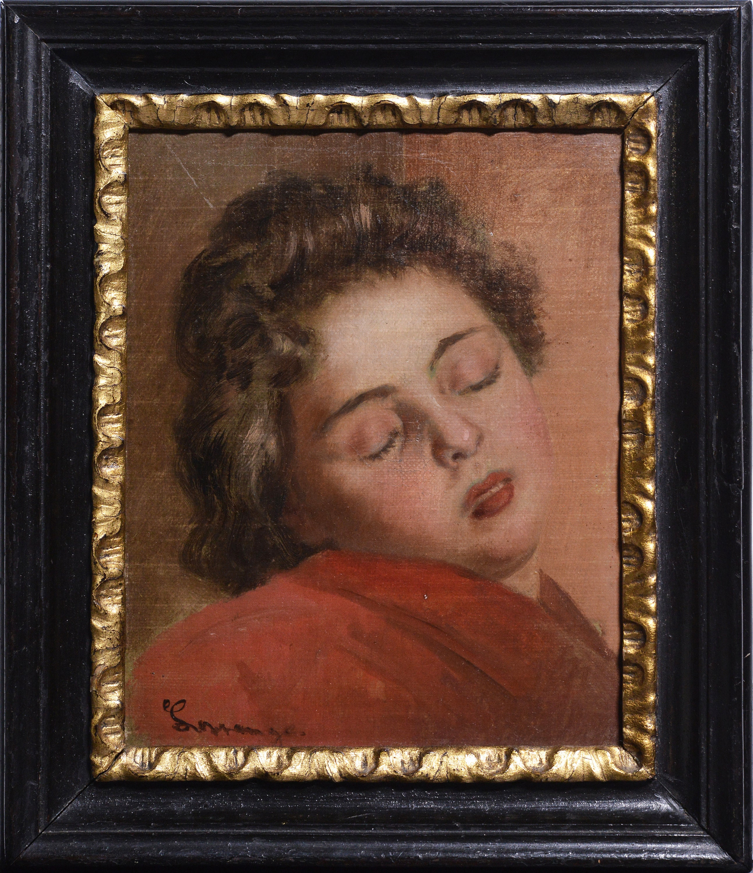 Portrait Sleeping Girl by Danish German Genre Painting Master 19th ...
