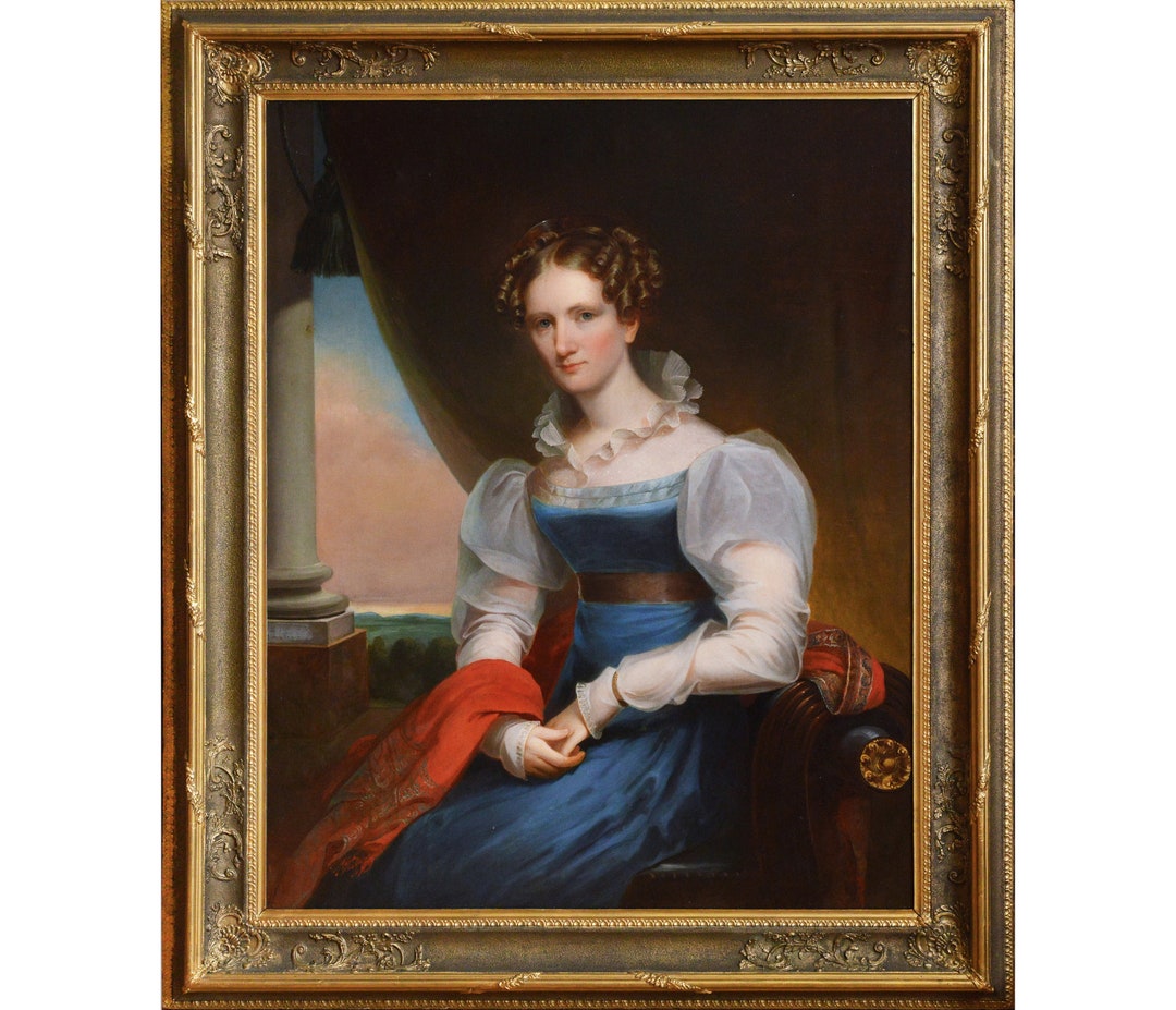American Artist Portrait German Lady 19th Century Oil Painting by J ...
