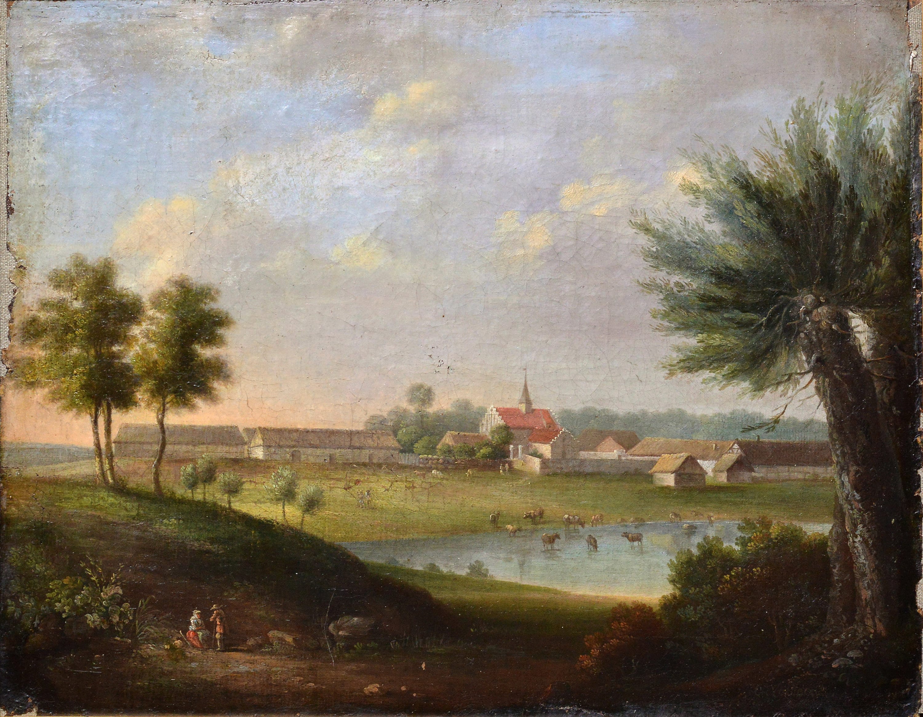 German Baroque Landscape Settlement Near Lake 18th Century Oil - Etsy