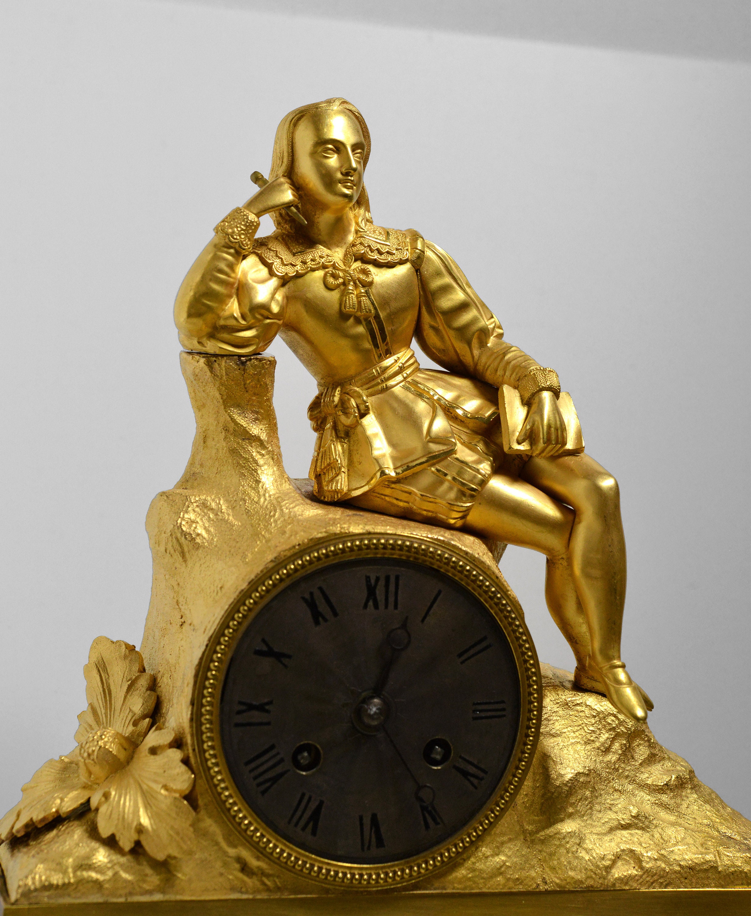 French Gilt Bronze Figural Antique Clock W Renaissance Poet - Etsy
