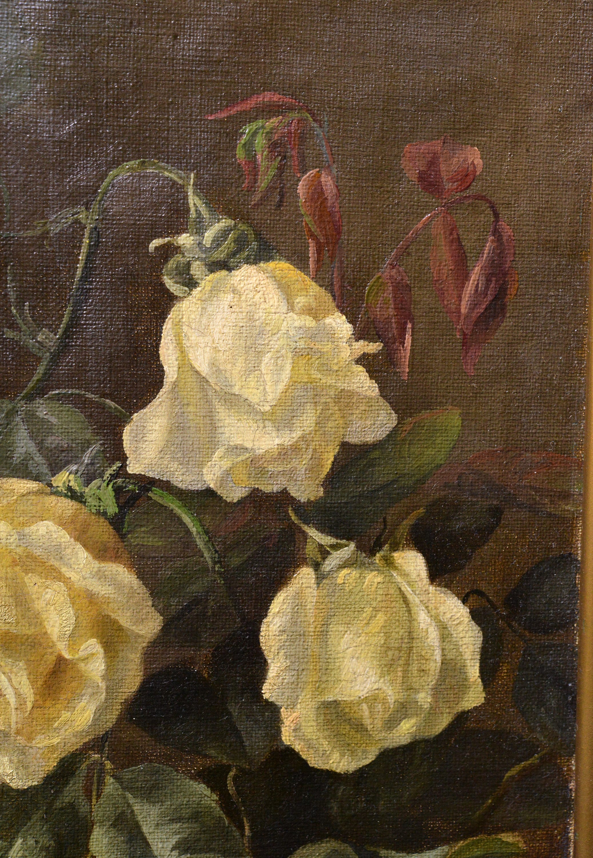 Still Life Bouquet of White Roses 19th Century Oil Painting N Frame ...
