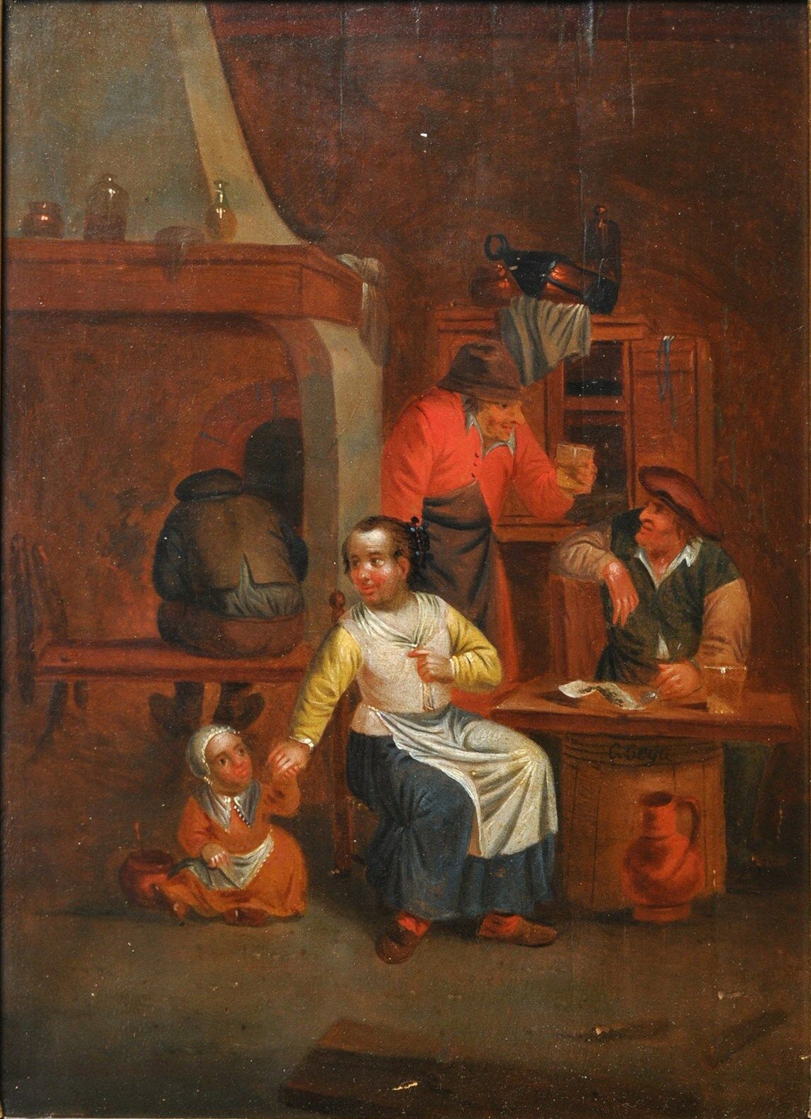 17C Baroque Dutch Pair Antique Oil Paintings on Wood Fine Genre Scenes ...