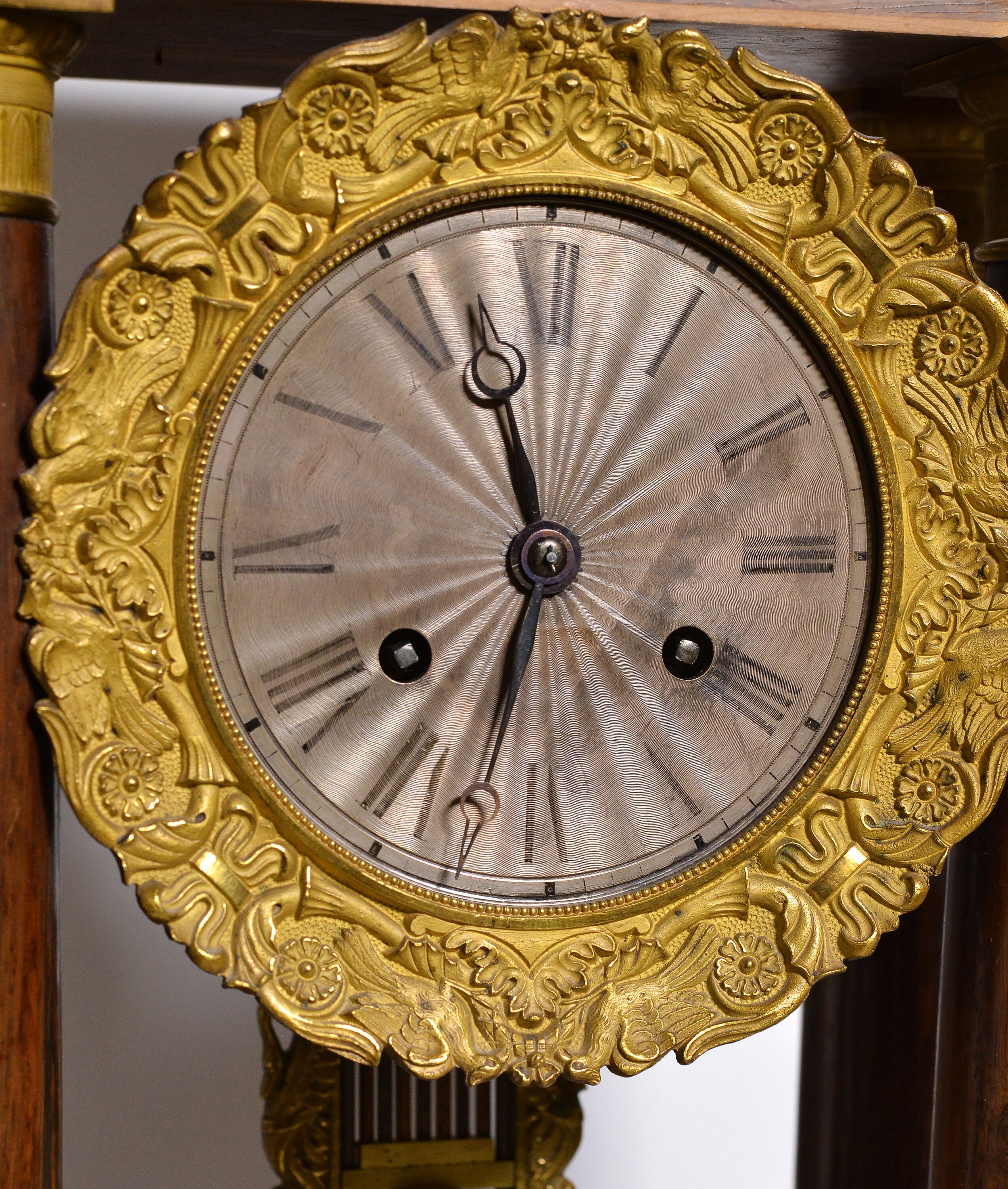French Portico Clock Rosewood N Marquetry Early 19th Century Gilt N ...