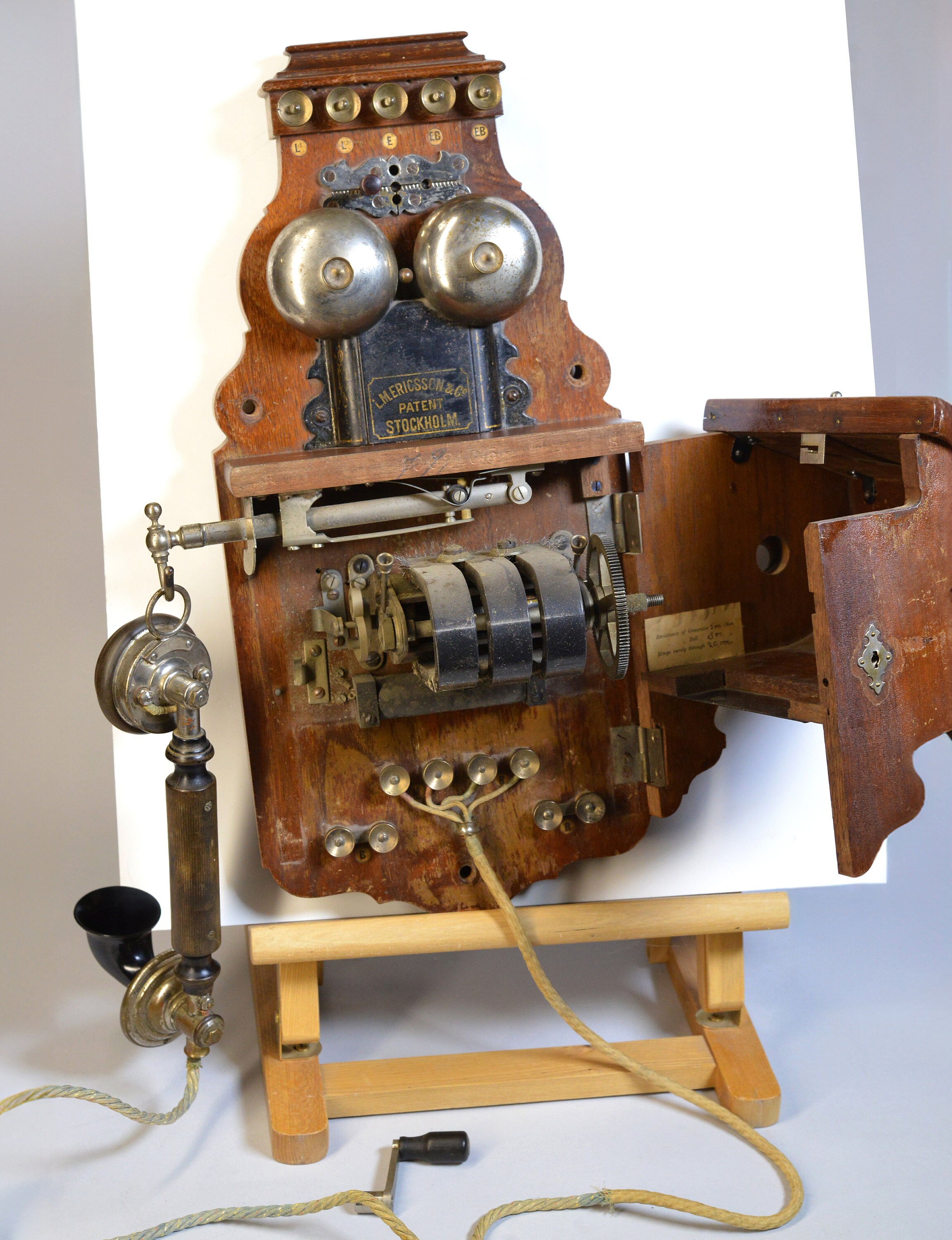 Antique Walnut Wood Wall Telephone L.m.ericsson AB130 Crank Magneto - Etsy