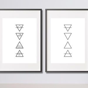 Four Elements Digital Prints, Minimalist Wall Art, Black and White Home Decor, Alchemical Earth ...