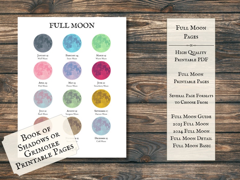 Moon Wall Art, Printable Art, Full Moon Print, Full Moon Calendar 2024 - Etsy